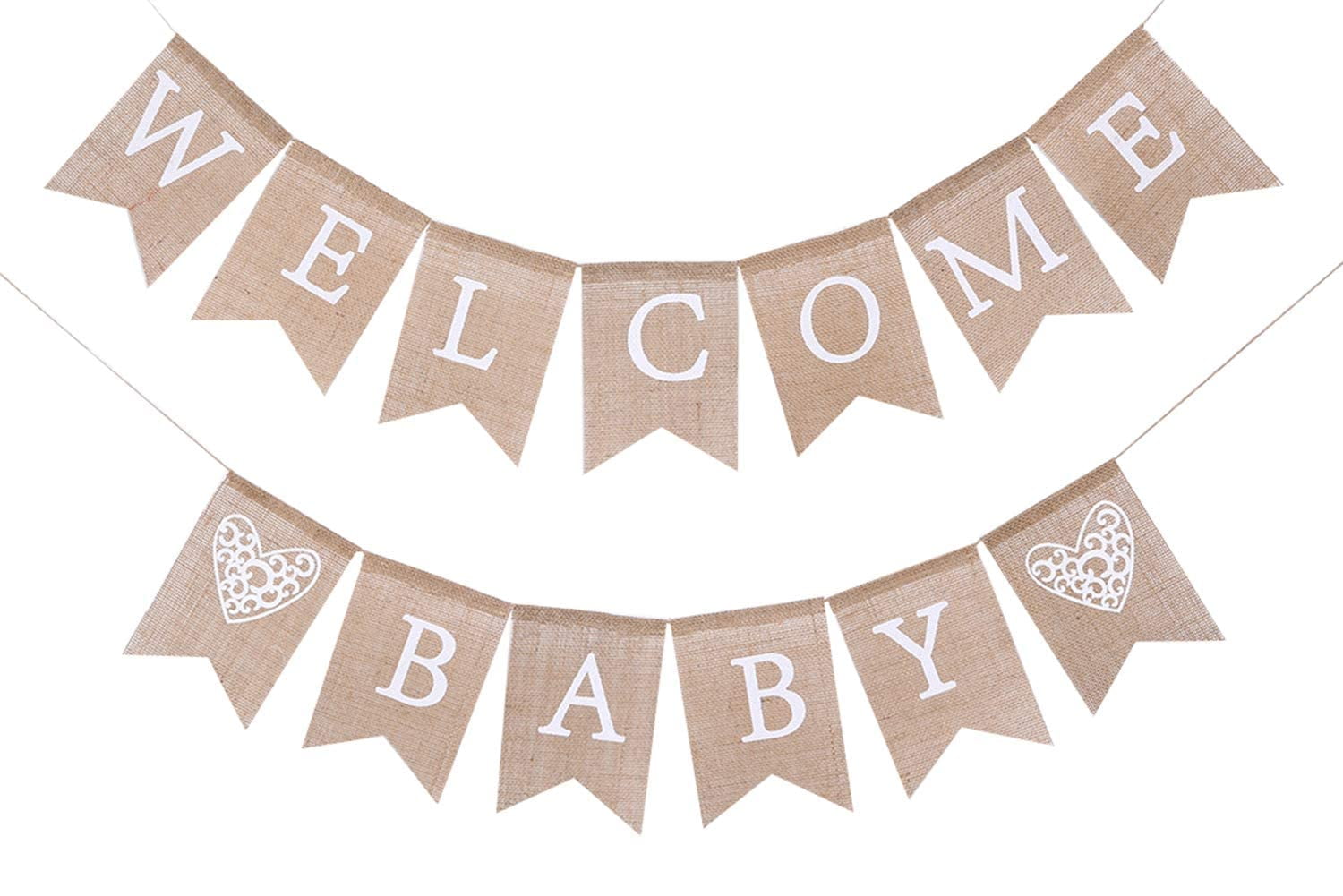 WAWOO Welcome Baby for Burlap Banner - Bunting Garland for Baby Shower ...