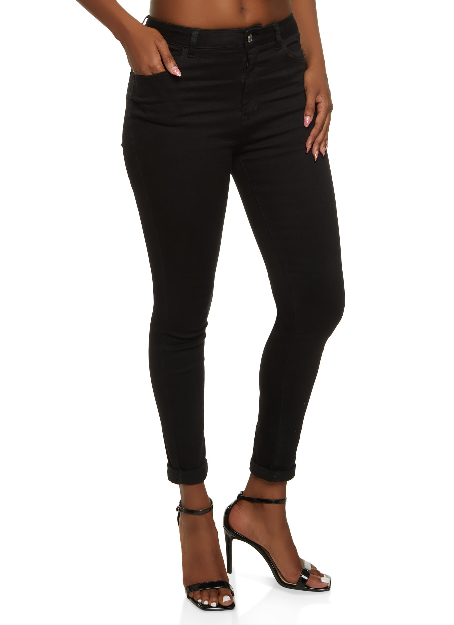 Womens WAX Whiskered Rolled Cuff Skinny Jeans - Walmart.com