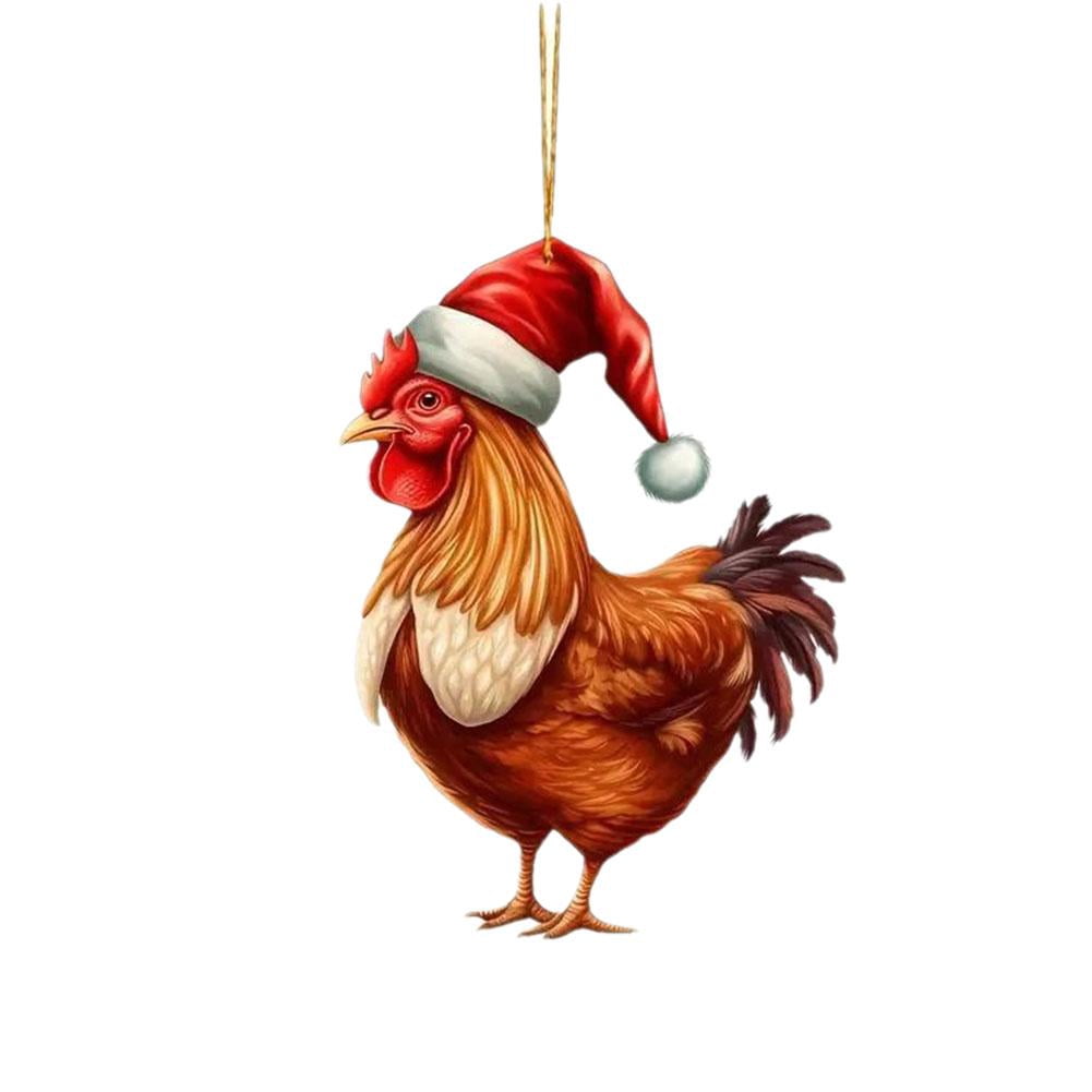 WAXCMXYH Acrylic Animal Chicken Rooster Christmas Tree Pendant Ornament ...