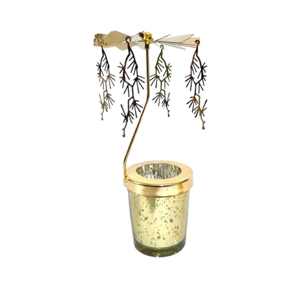 WAXCMXYH BOWTONG Rotating Candlestick Tray Carousel Wrought Glass ...