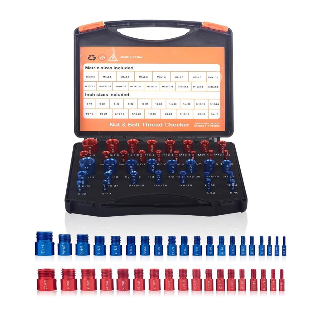 WAXCMXYH Nut and Bolt Thread Checker, Standard and Metric Set Thread ...