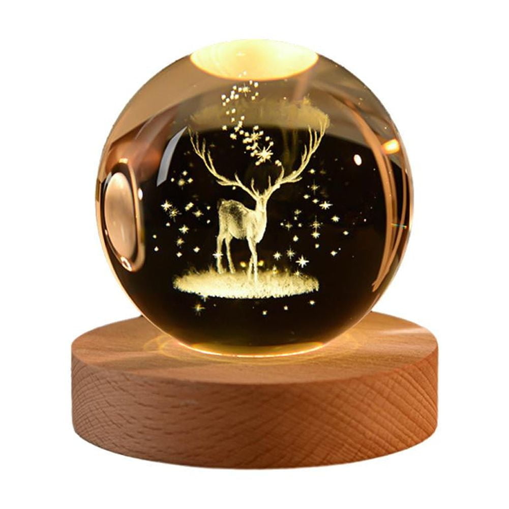WAXCMXYH Solar System Night Light 3d Solar System Crystal Ball Moon ...