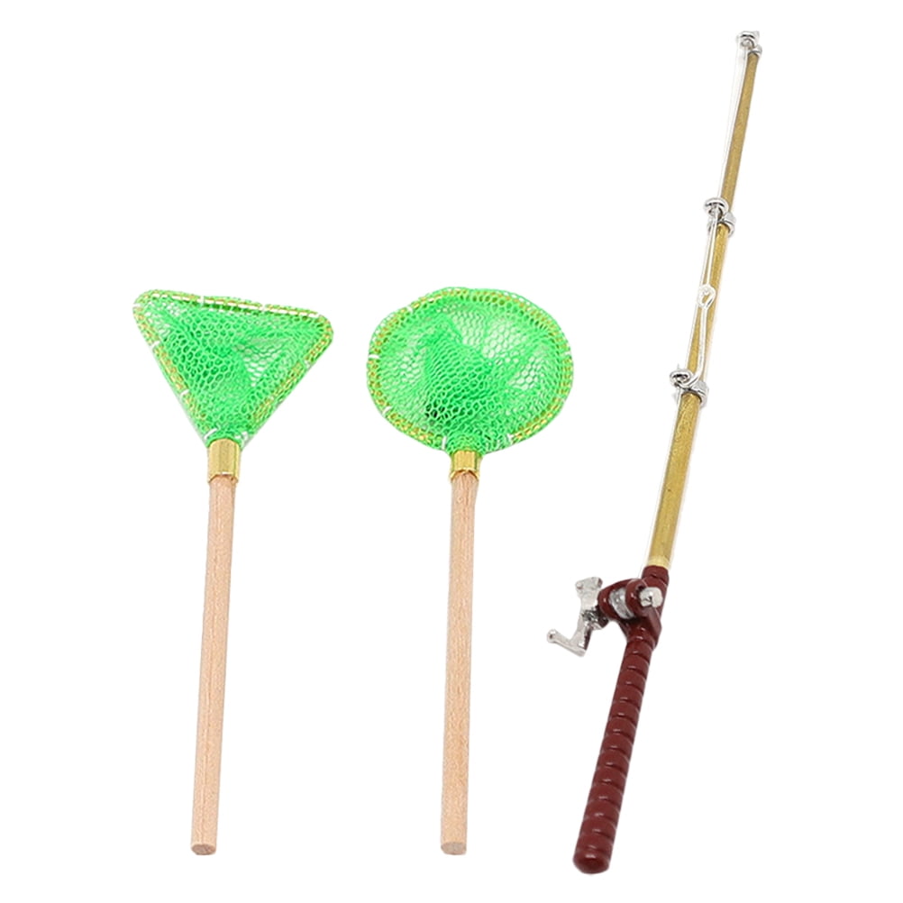 WAXIAYU 1 Set of Fishing Pole Model Ornamental Mini Fishing Net Desktop ...