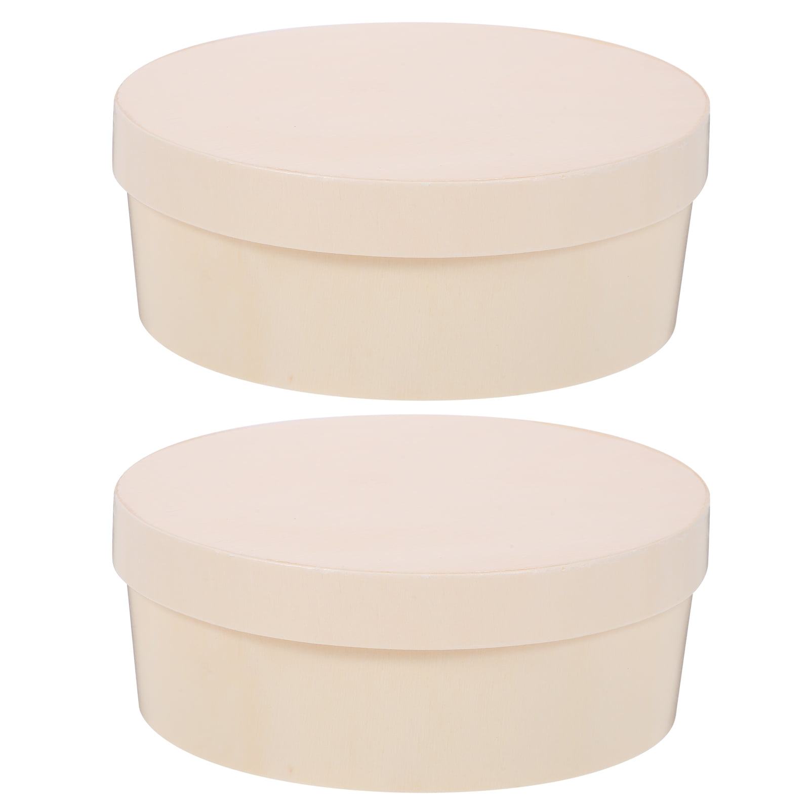 WAXIAYU 2 Unfinished Round Wooden Boxes w/ Lid for DIY Crafts 14.5CM ...