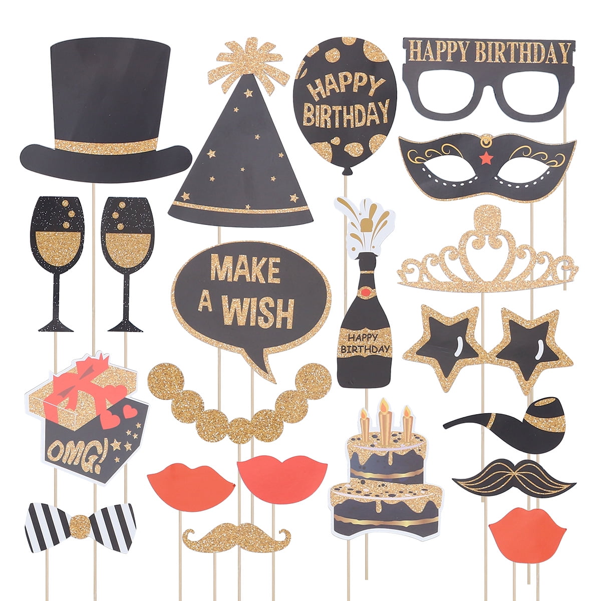 WAXIAYU 21pcs Party Photo Booth Props Moustache Glasses Funny Birthday ...