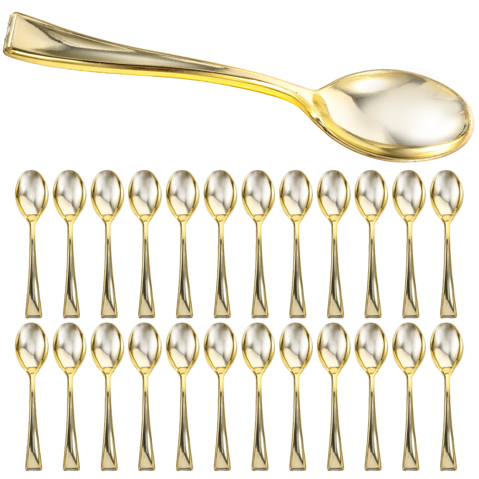 WAXIAYU 24Pcs Golden Plastic Mini Spoons for Desserts and Appetizers ...