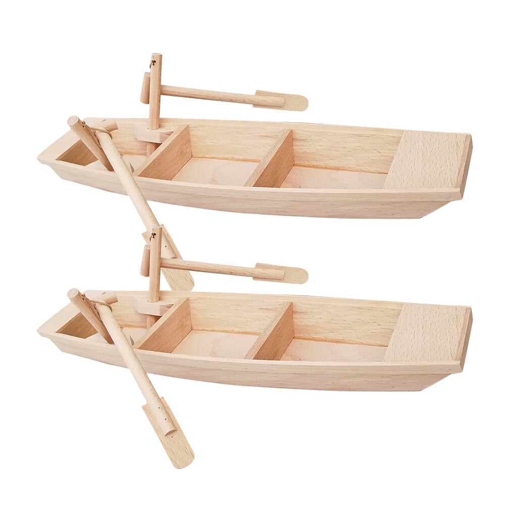 WAXIAYU 2pcs Unfinished Wood Boat Craft Project with Oars for Painting ...