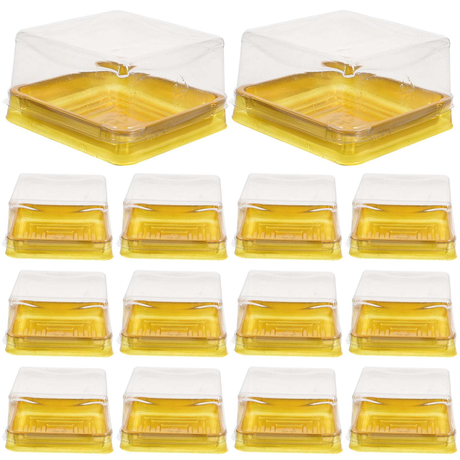 Mobutofu Dessert Storage Boxes Golden PolyPropylene 50Pcs 3.03x3.03x1 ...