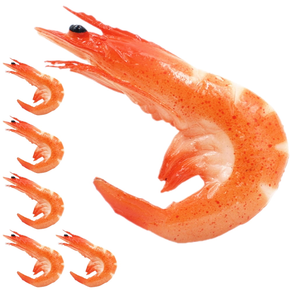 WAXIAYU 6pcs Plastic Shrimp Toy Sea Life Figurines Pretend Food Bath ...