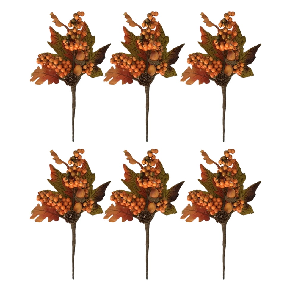 WAXIAYU Artificial Pine Cone Maple Leaf Berry Fall Picks Stems ...