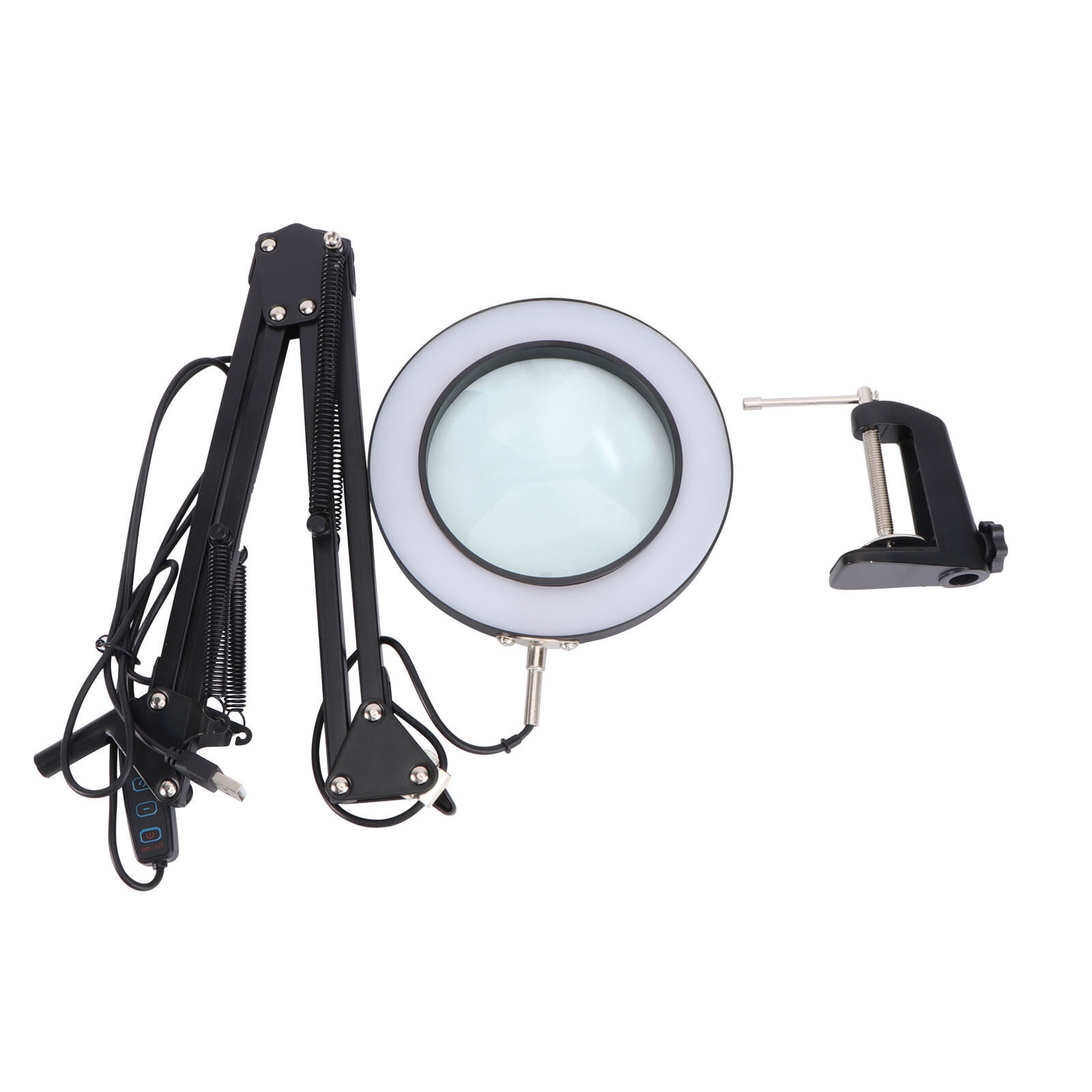 WAXIAYU Magnifying Desk Lamp with Clamp 5X Real Glass Lens LED Lighted ...