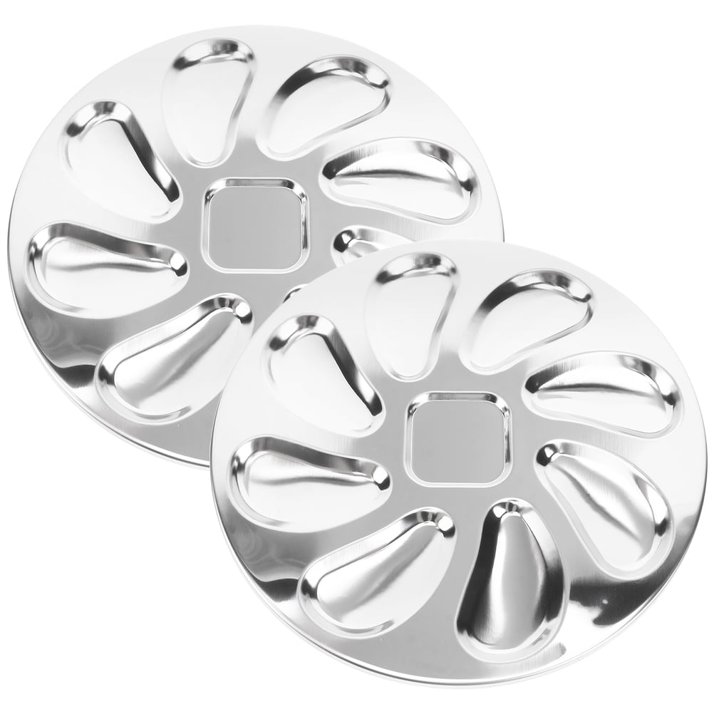 WAXIAYU Stainless Steel Oyster Plates - 2Pcs Shell Shaped Platter ...