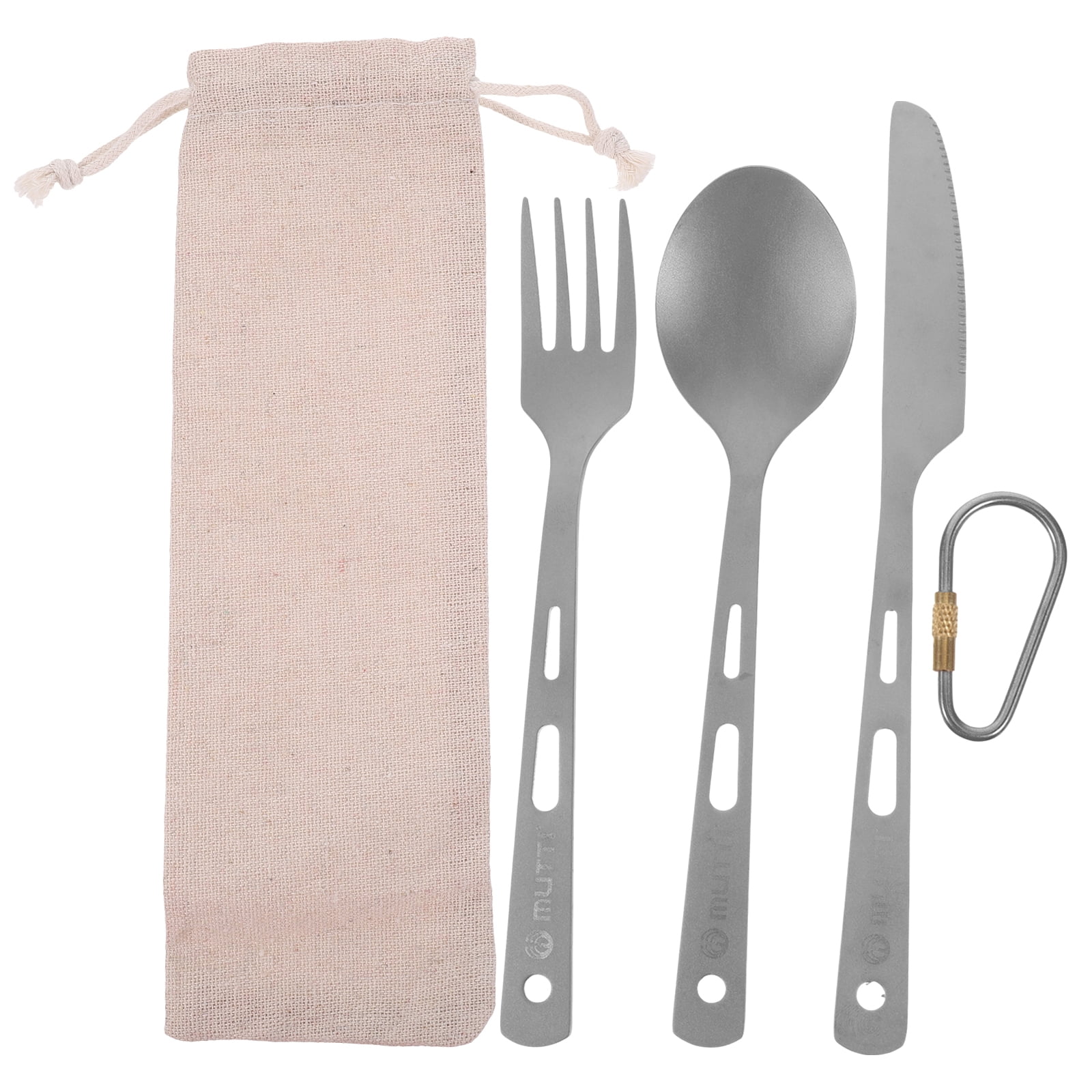 WAXIAYU Titanium Camping Utensils Set Portable Spoon Fork Knife Silver ...