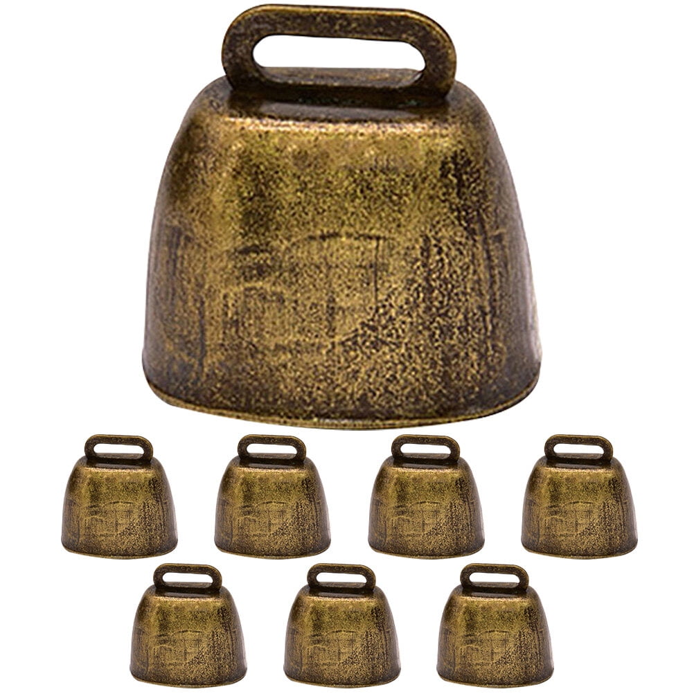 WAXIAYUZ 8 Vintage Cow Bells Bronze Loud Animal Farm Bells for Sheep ...