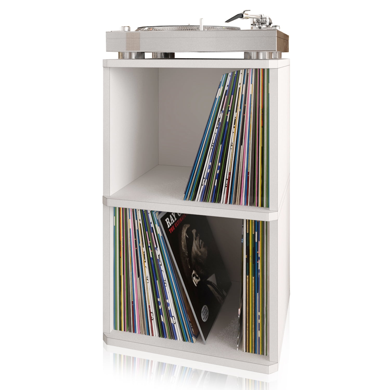 WAY BASICS 2-Shelf Cube Book Case, Vinyl Record Album Storage Organizer ...