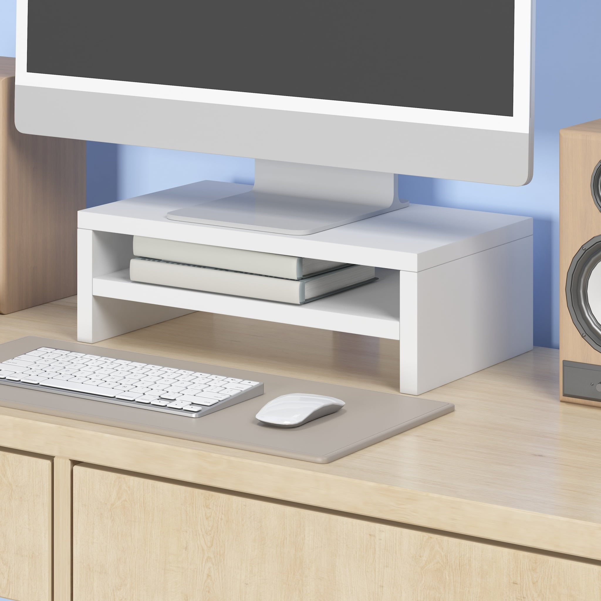 WAY BASICS 2 Tier Monitor Stand Computer Screen Laptop Riser - Desktop ...