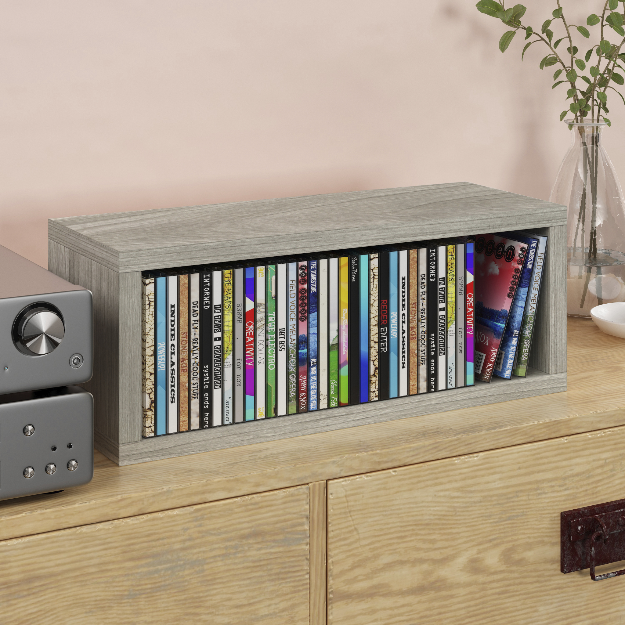 WAY BASICS Media Storage Rack Shelf and Organizer - Holds 40 CDs, Aspen ...