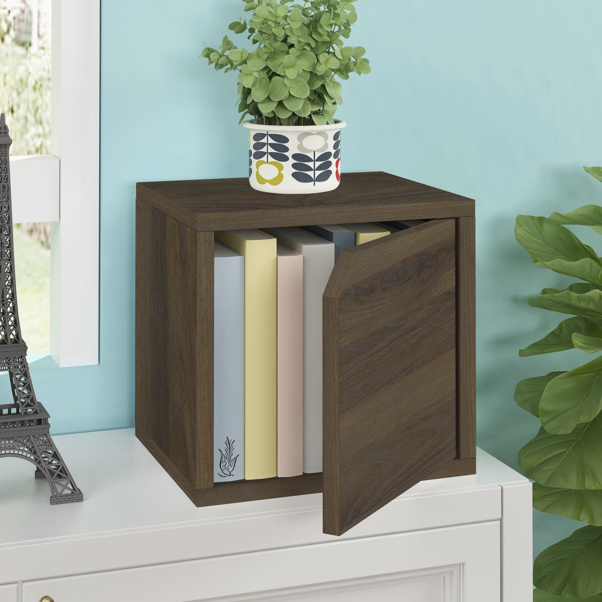 WAY BASICS Modular Cubby Organizer with Door - Bookcase Storage Cube ...