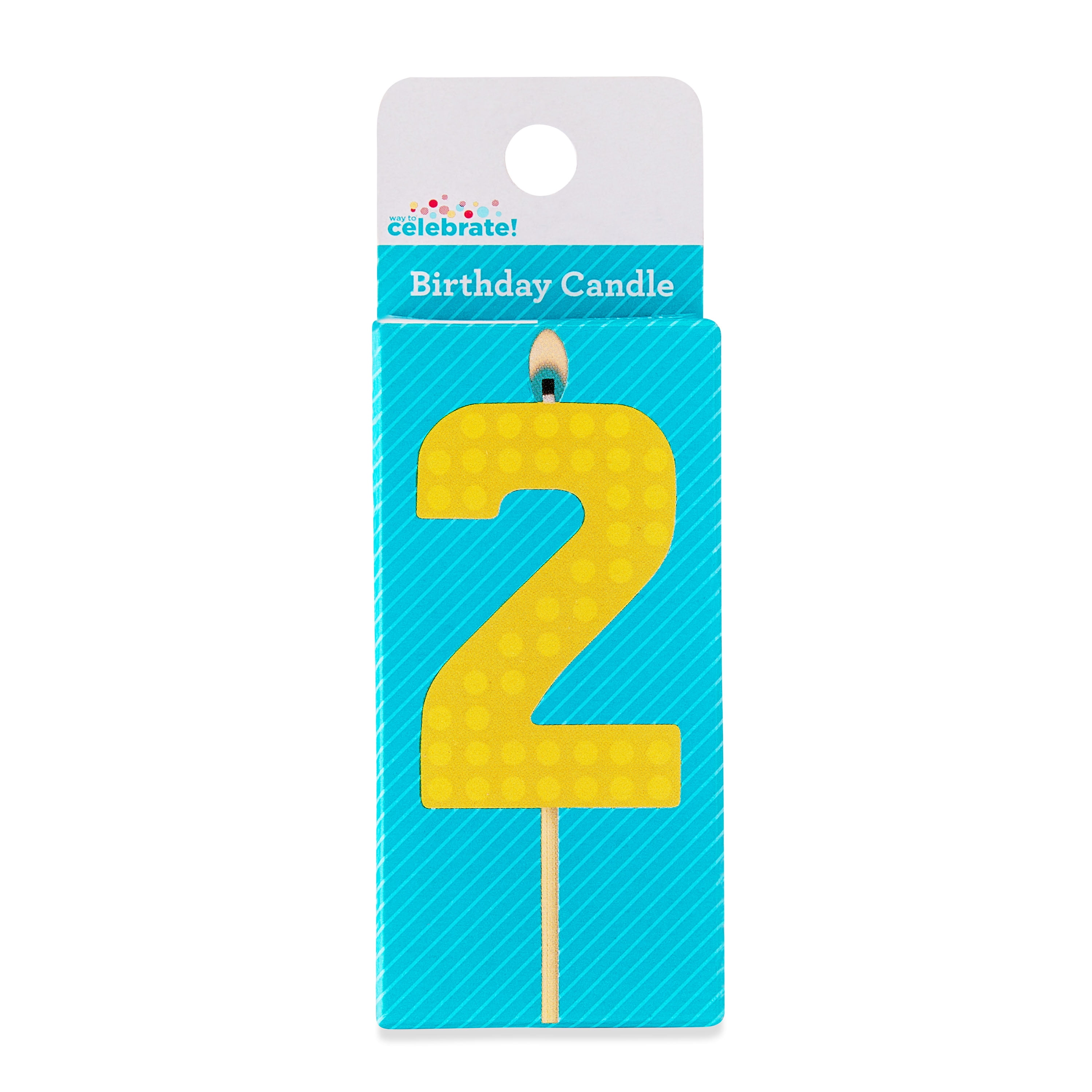 Yellow Building Block Number 2 Birthday Candle, by Way To Celebrate ...