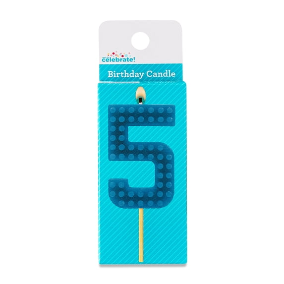 Way To Celebrate Blue Building Block Number 5 Birthday Candle for Cake ...
