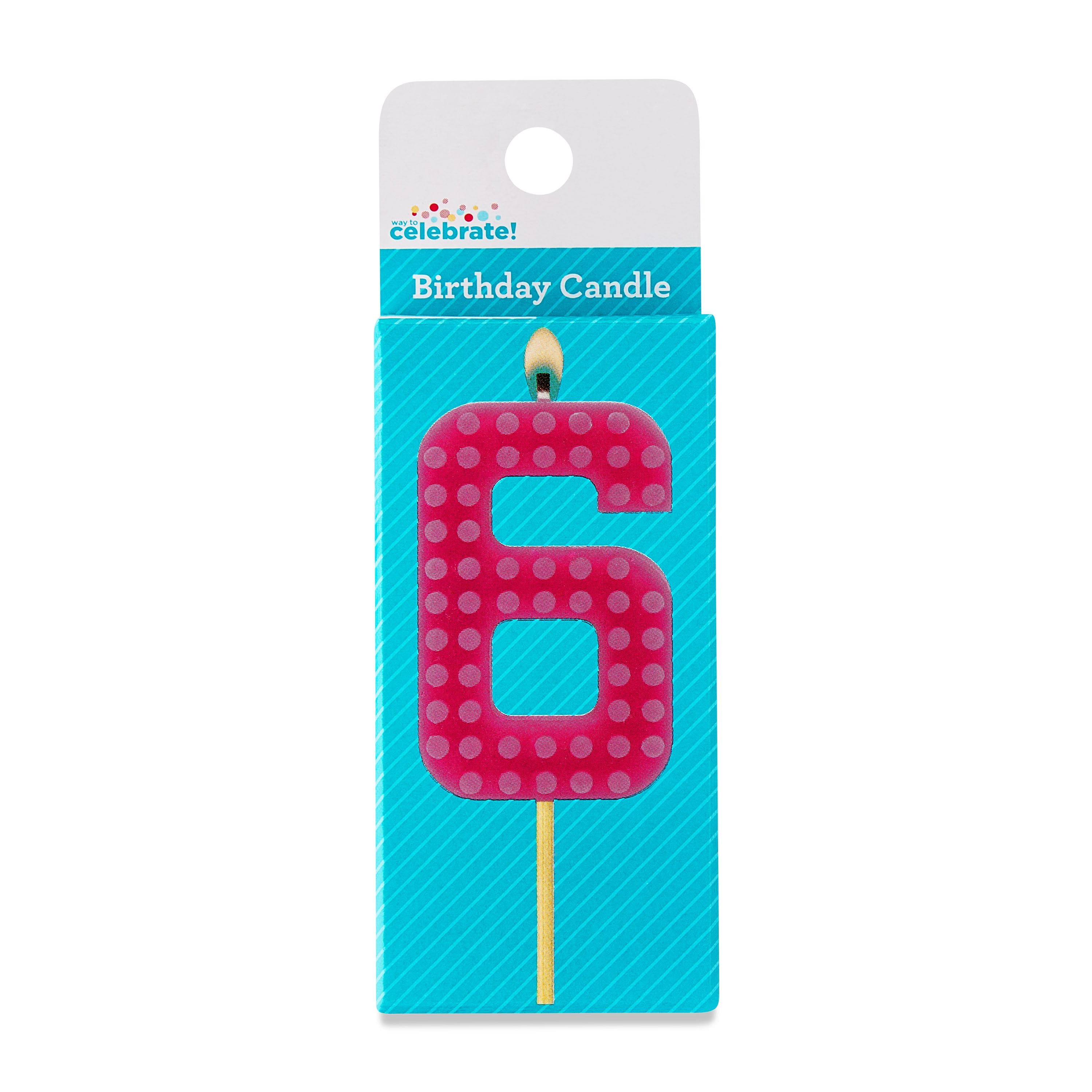 Way To Celebrate Pink Building Block Number 6 Birthday Candle for Cake ...