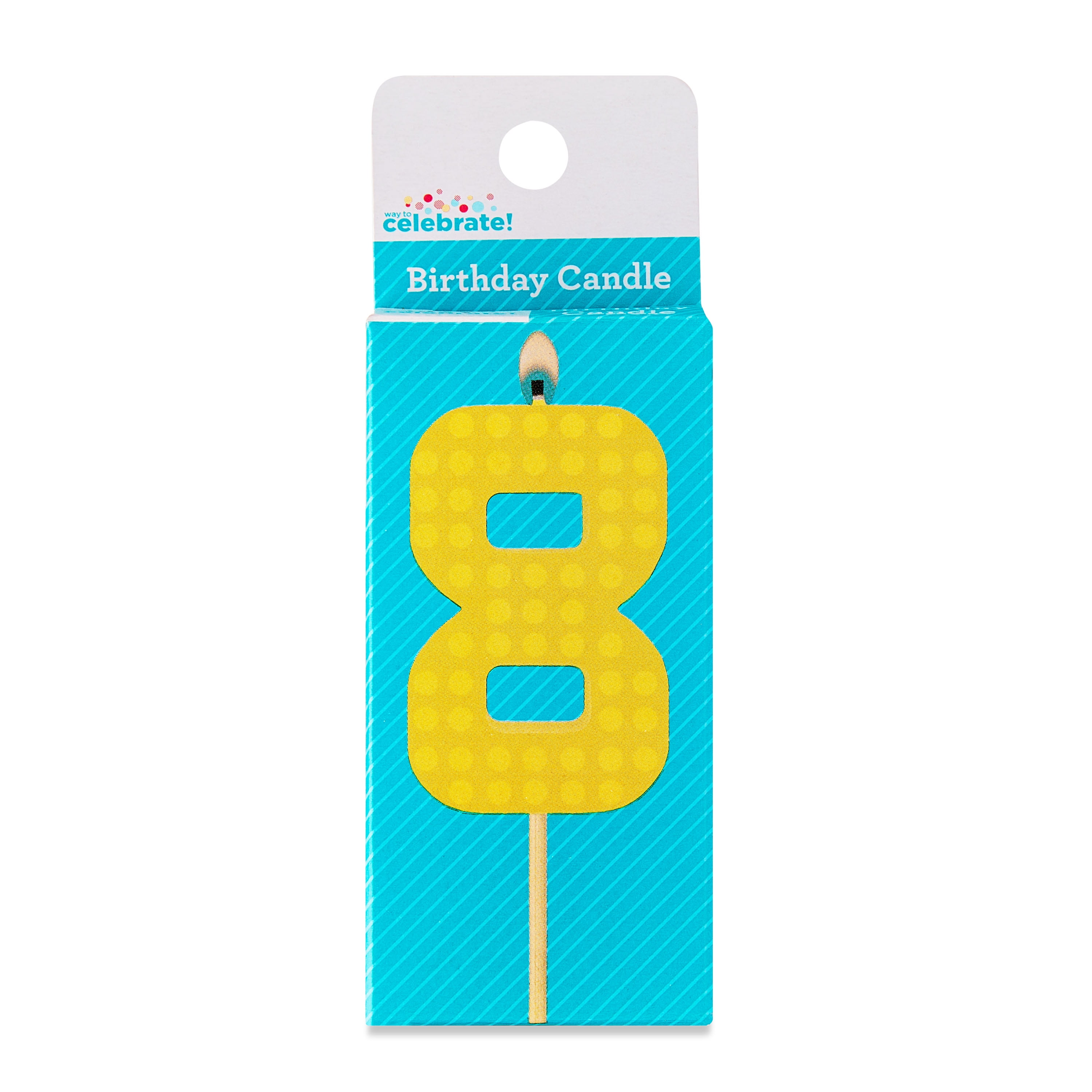 Way To Celebrate Yellow Building Block Number 8 Candle for Birthday ...