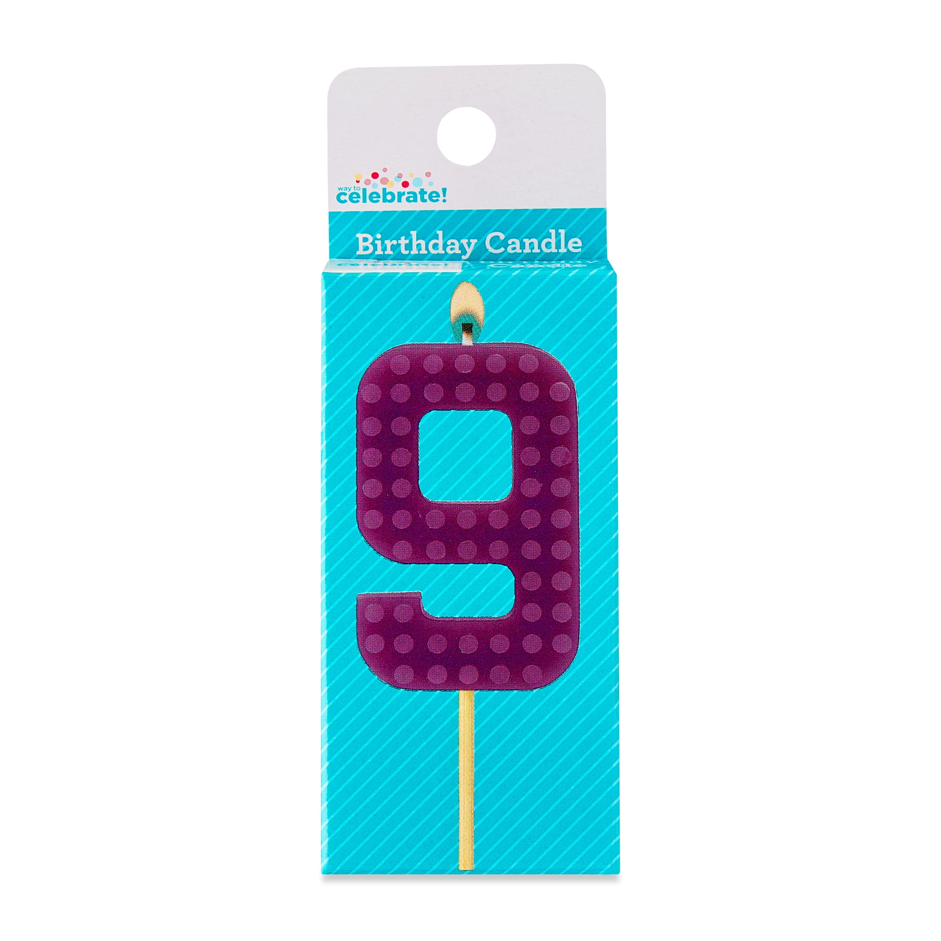 Way To Celebrate Purple Building Block Number 9 Birthday Candle for ...