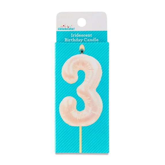 Way To Celebrate Iridescent Number 3 Birthday Candle Sparkly Finish for ...