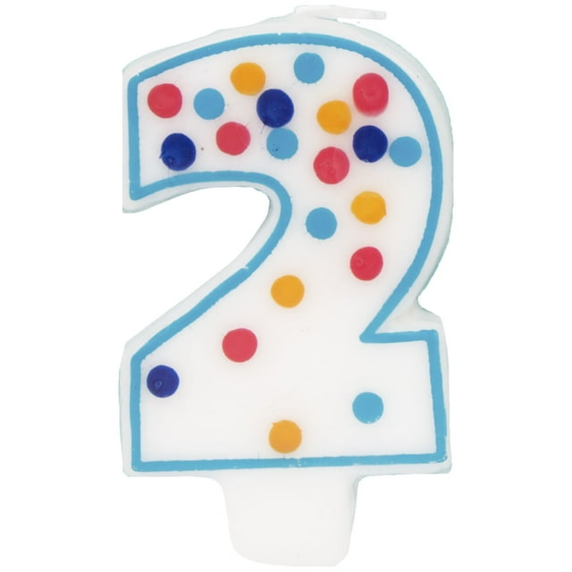 WAY TO CELEBRATE! Number 2 Shaped Multi-color Polka Dot Birthday Candle ...