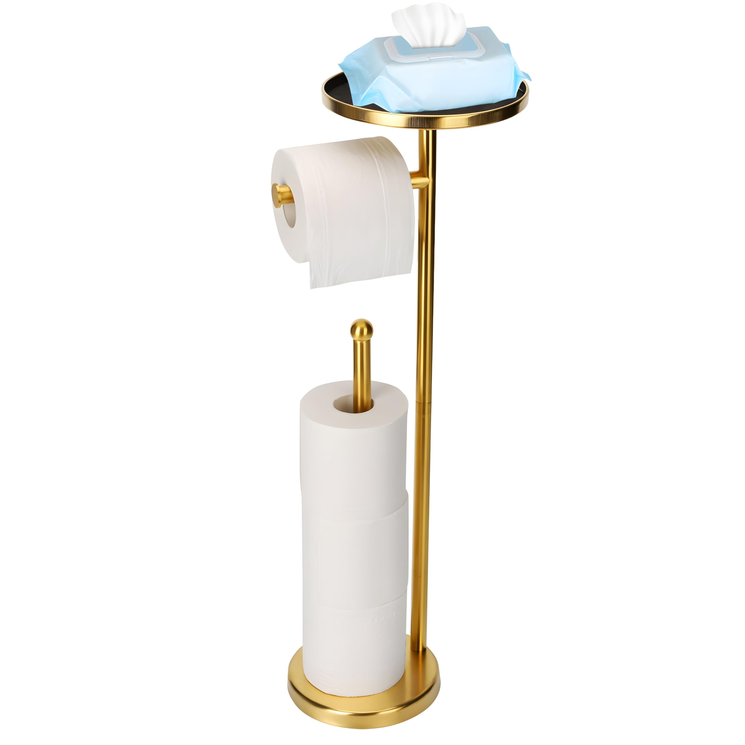 WAYDELI Toilet Paper Holder with Shelf, Freestanding Toilet Paper Hoder ...
