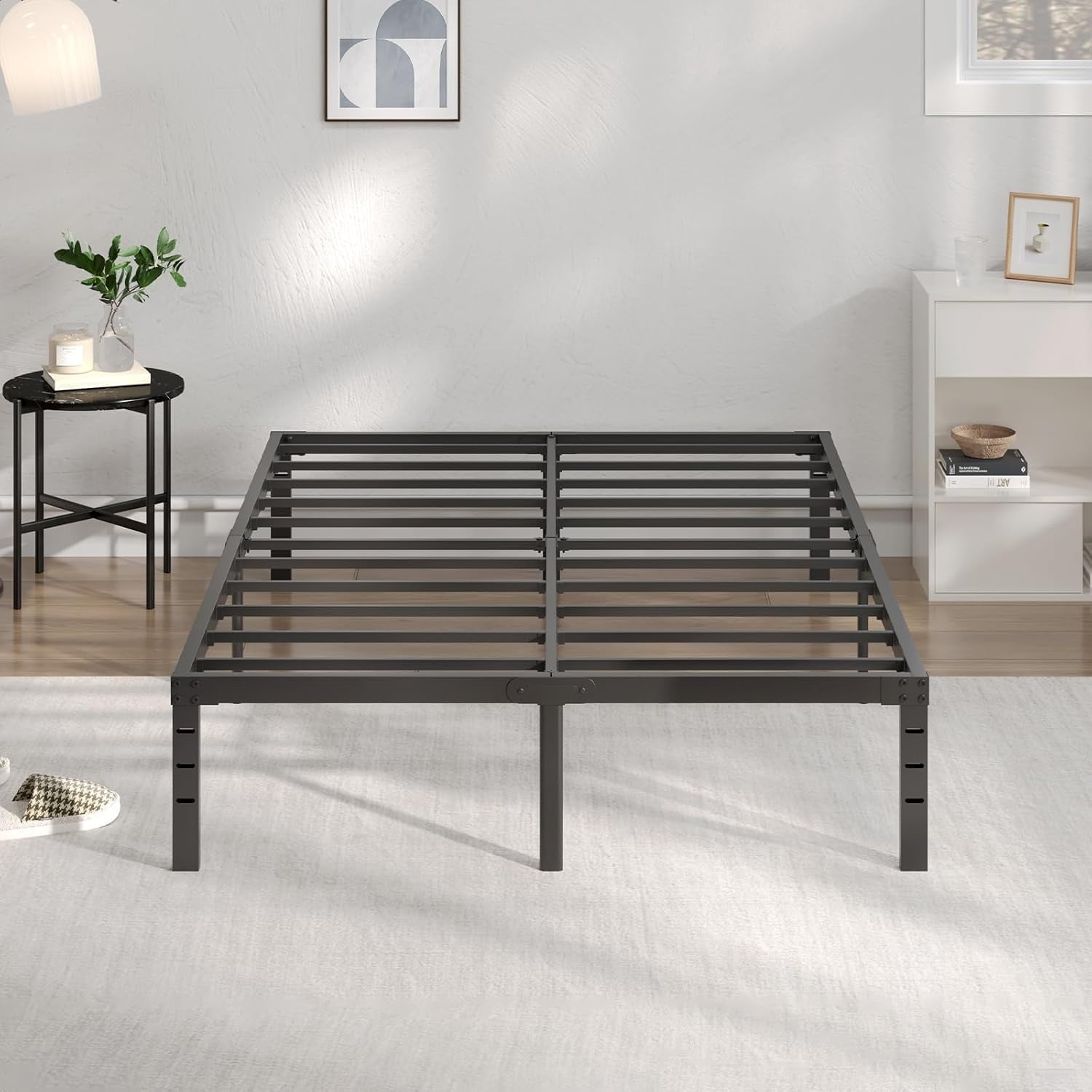 WAYES Full Bed Frame, 14 Inch High Platform Bed Frame with Storage ...