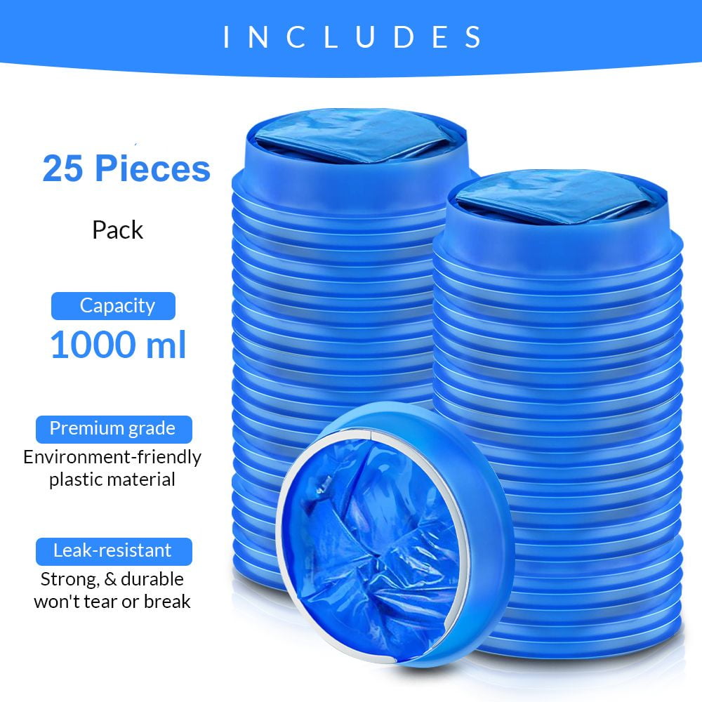 WAYEZY Vomit Bags Disposable - Pack of 25 Each 1000 Milliliter - Emesis ...