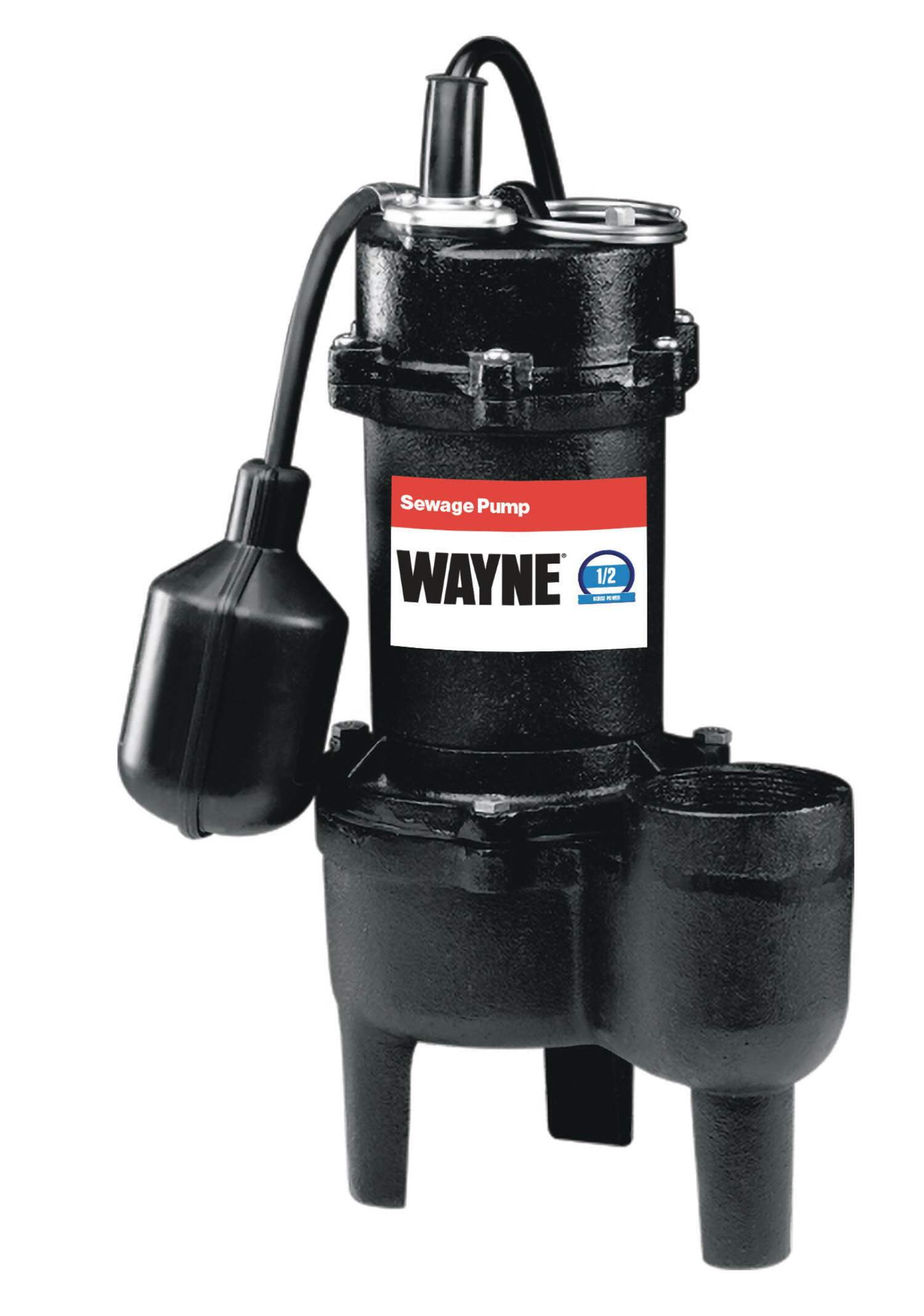 Wayne RPP50 Cast Iron Sewage Pump with Piggy Back Tether Float Switch ...