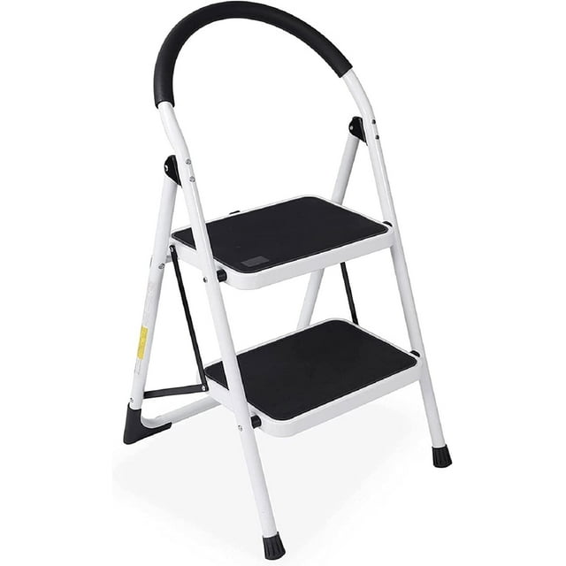 WAYPLUS 2 Step Steel Ladder, Folding Portable Step Stool w/ Non-Slip ...