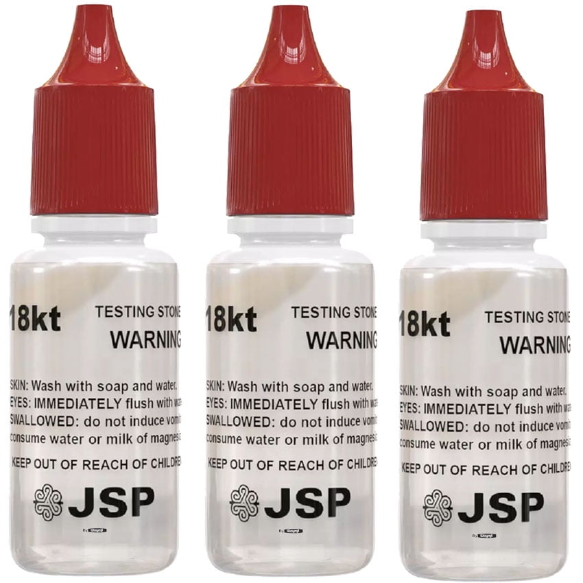 WAYTEST 3 PC 18K GOLD JEWELRY TESTING ACID SOLUTION TEST SCRAP TESTER ...