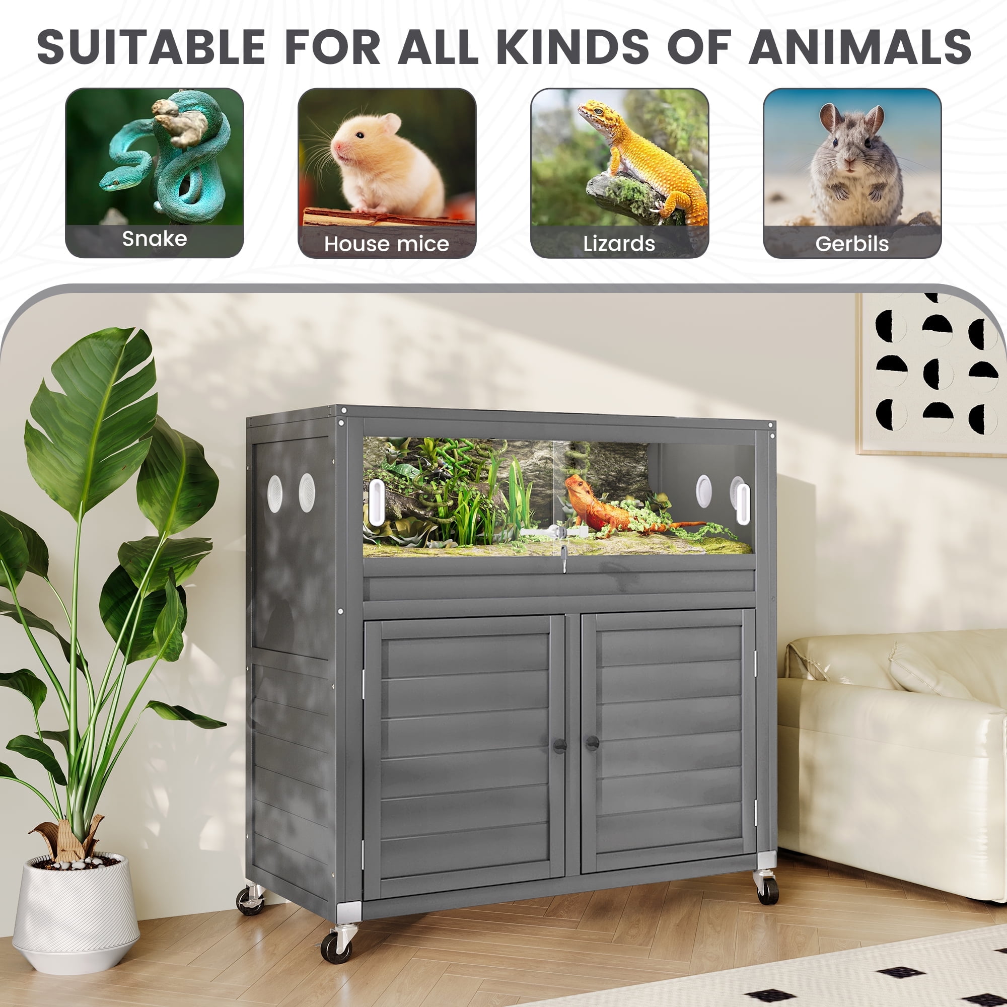 WAYTRIM Reptile Terrarium with Stand 30gallon - Walmart.com