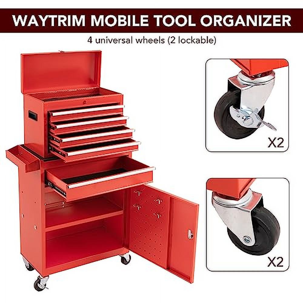WAYTRIM Rolling Tool Chest, Tool Cabinet Storage Box, 5-Drawer ...