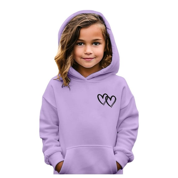 WAYUTE Girls Sweatshirt Cute Hooded Sweatshirt with Double Heart Print ...