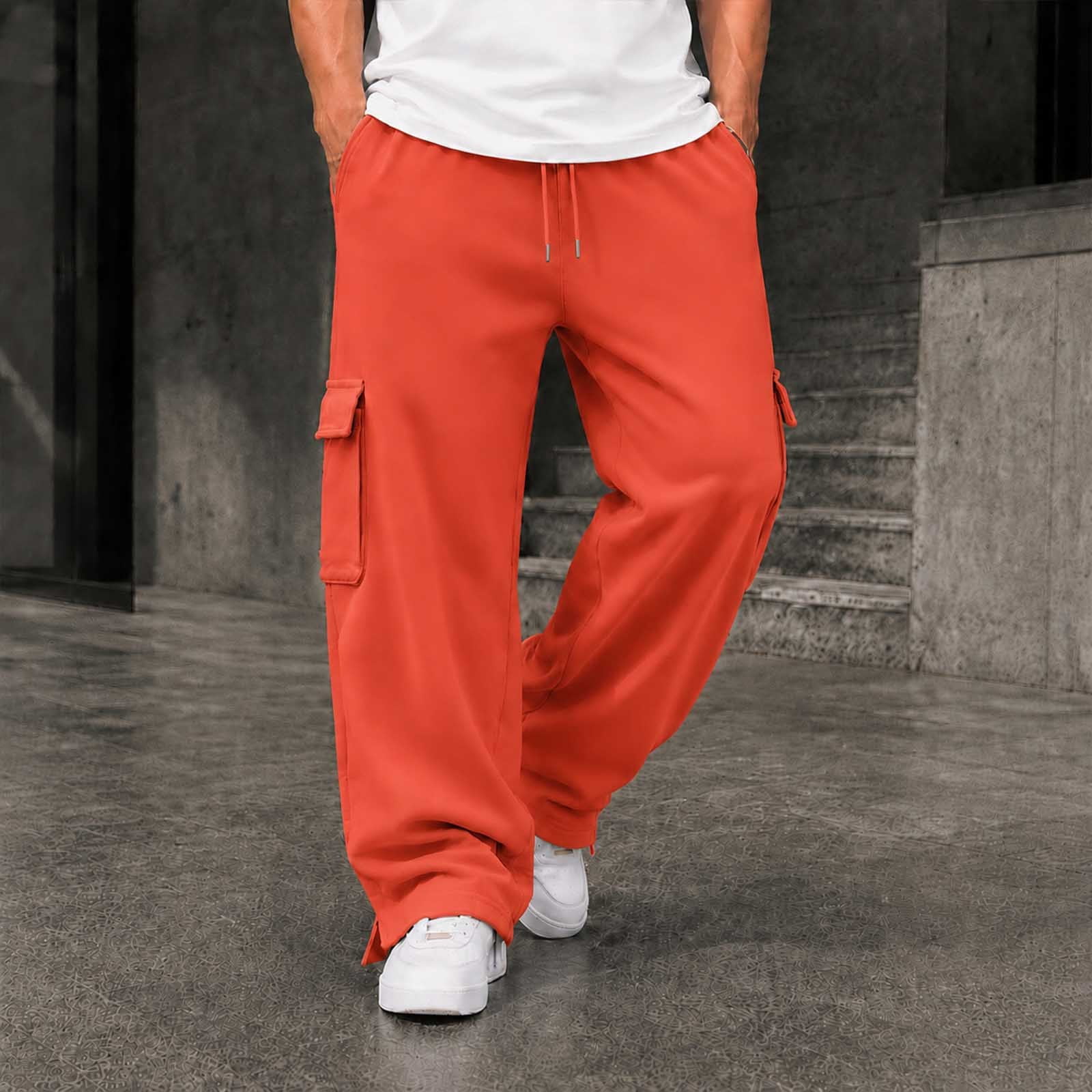 WAYUTE Men's Jogger Pants with Split Casual Solid Sweatpants for ...