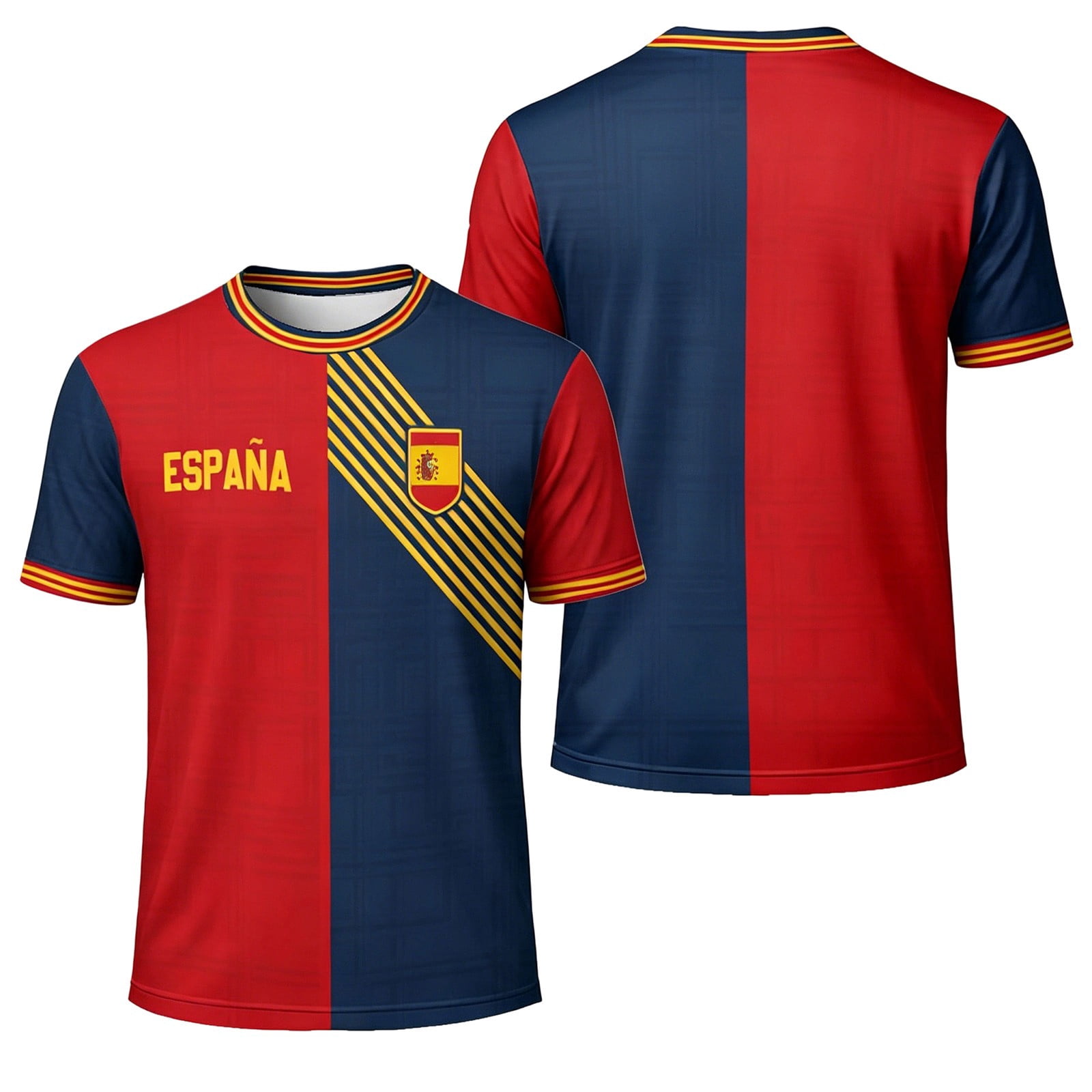 WAYUTE Men's Spain Football T-Shirt Crew Neck Short Sleeve Football T ...