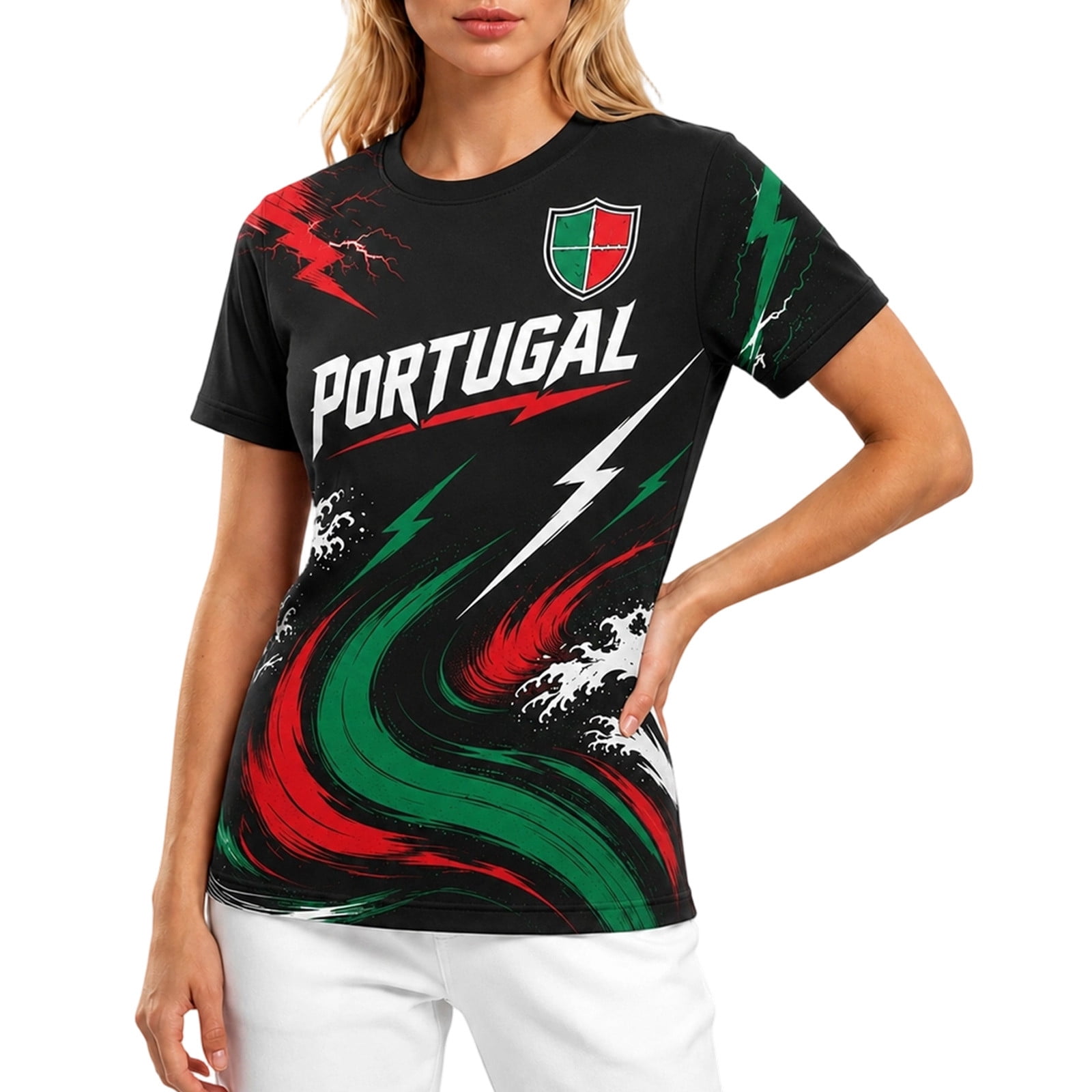 WAYUTE Womens Portugal Soccer Shirt Short Sleeve Football Tee Top with ...
