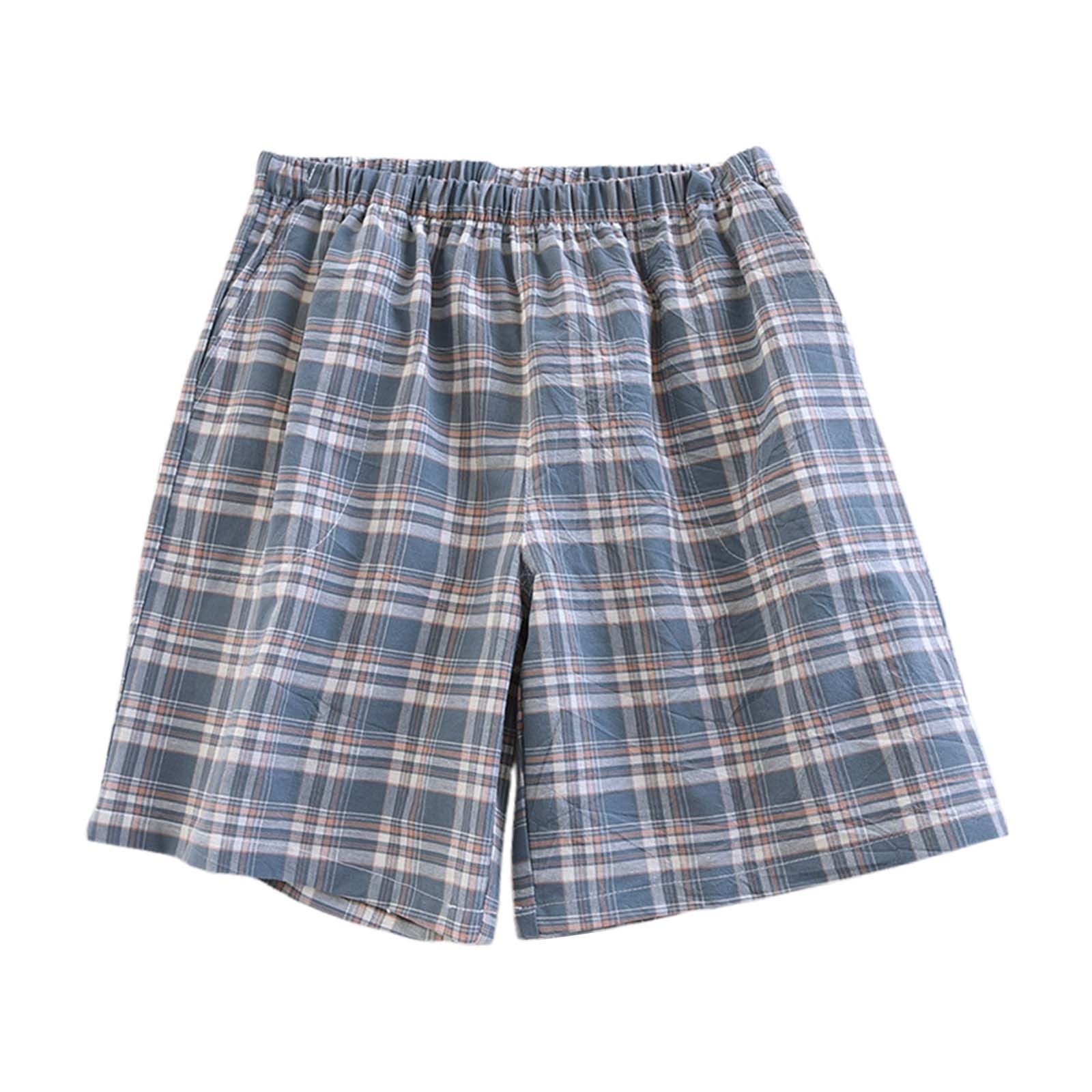 WAYUTE Womens Shorts Four Size Washed Checkered Shorts for with Side ...