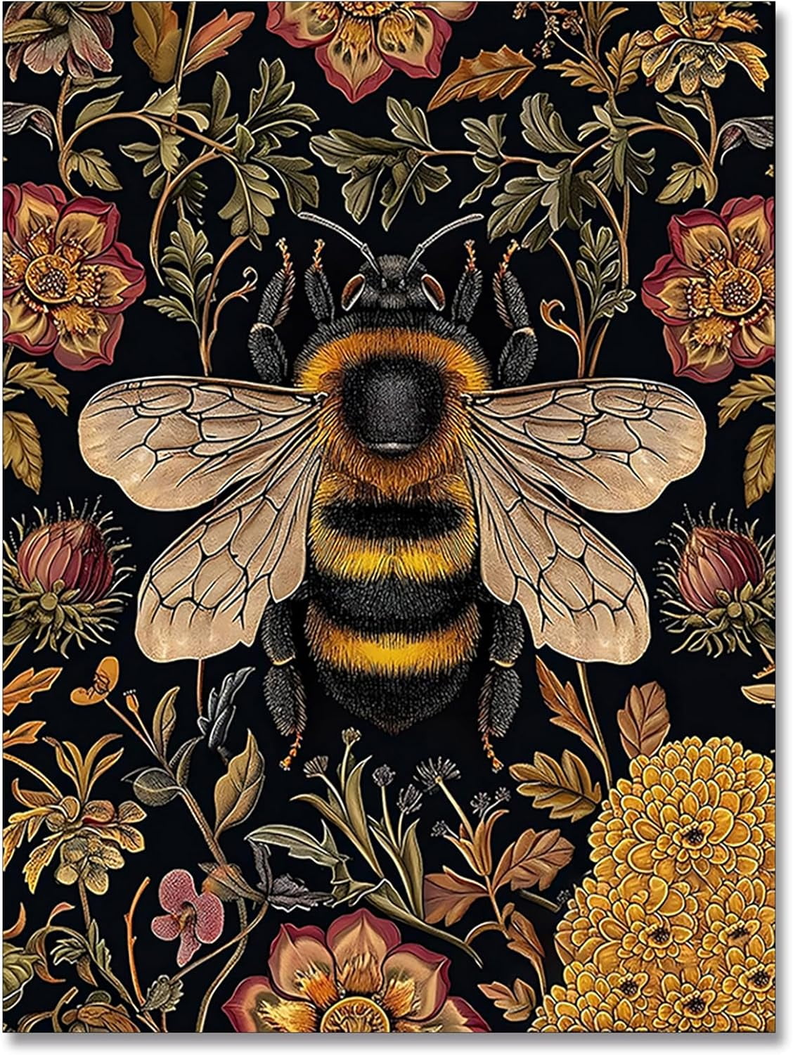Vintage Animal Bee Wall Art Dark Floral Academia Canvas Posters Gothic ...