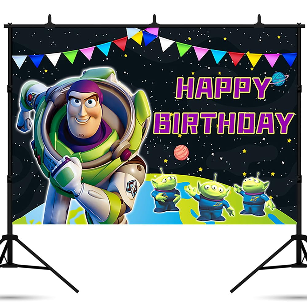 WAZOY Black Outspace Birthday Party Backdrop AIS1 Photo Background ...