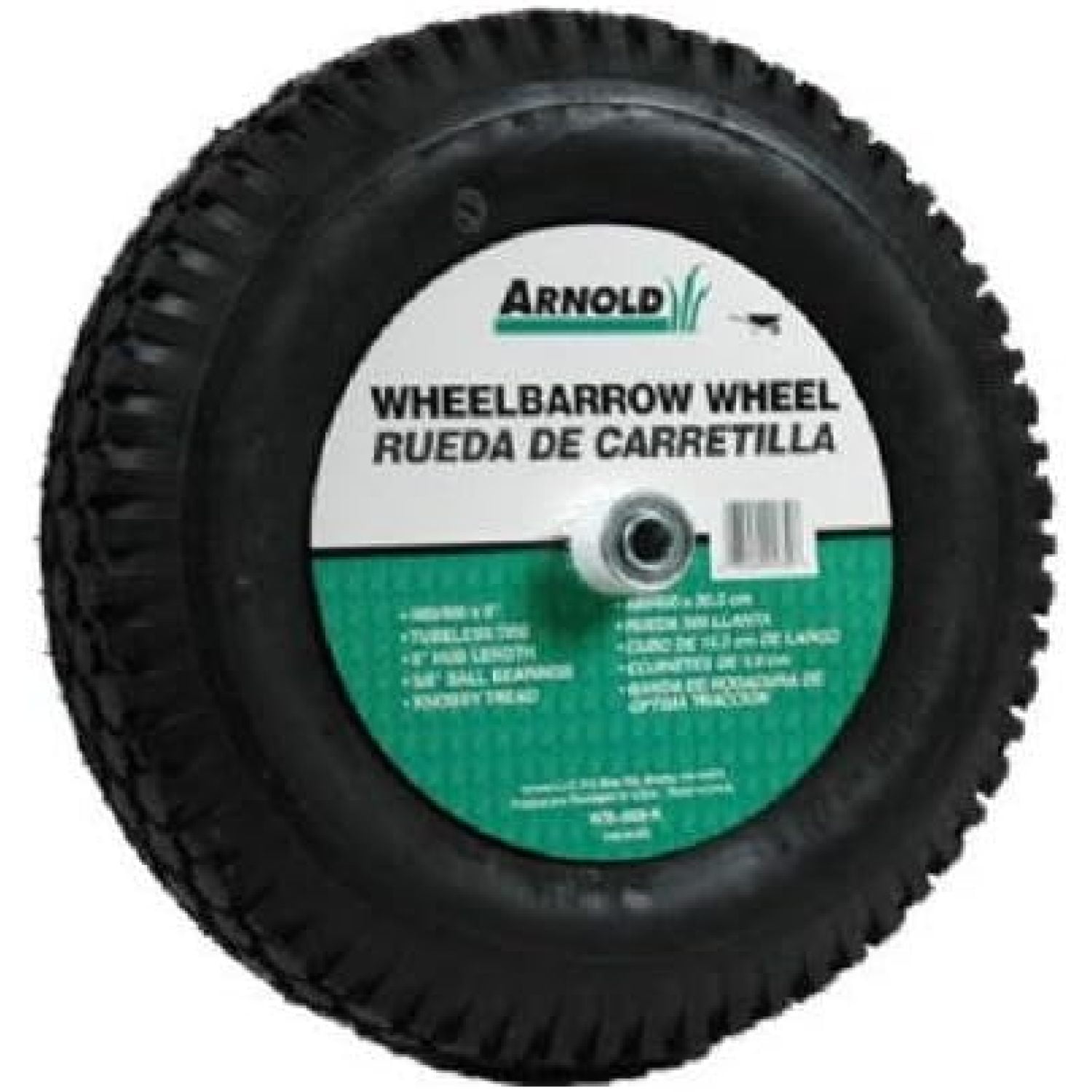 WB-468-K Wheelbarrow Wheel Assembly, Knobby Tread, 480/400 x 8-In ...