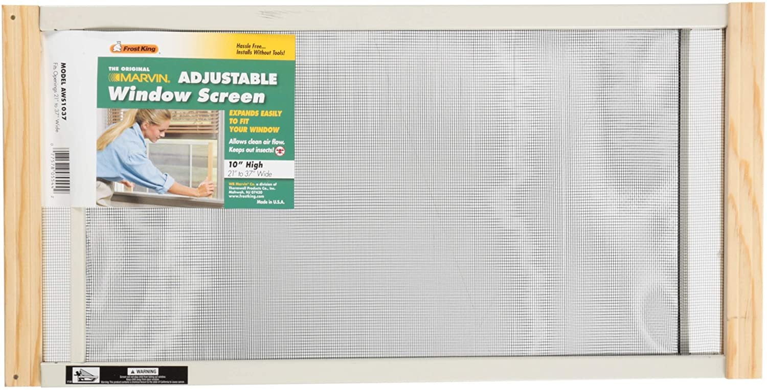 WB Marvin Frost King AWS1037 Adjustable Window Screen, 10in High x Fits ...