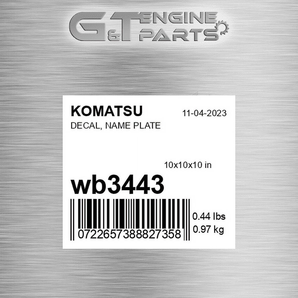 WB3443 DECAL, NAME PLATE fits KOMATSU (New OEM) - Walmart.com