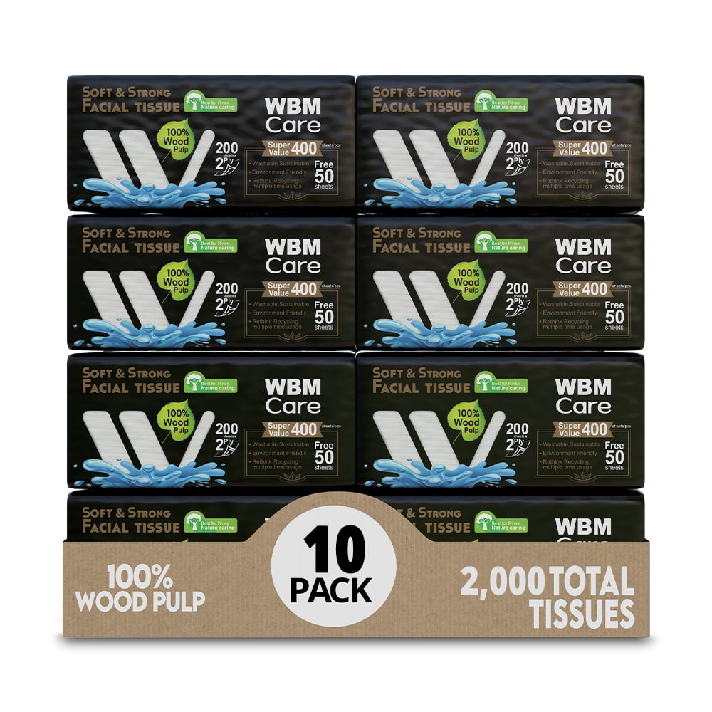 WBM Care 2-Ply Facial Tissues, Tea Tree Fragrance, 200 Tissues per Pack ...