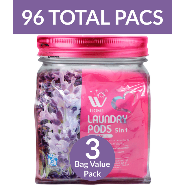 WBM 5-in-1 Laundry Detergent Pods, Lavender Scent, High Efficiency ...