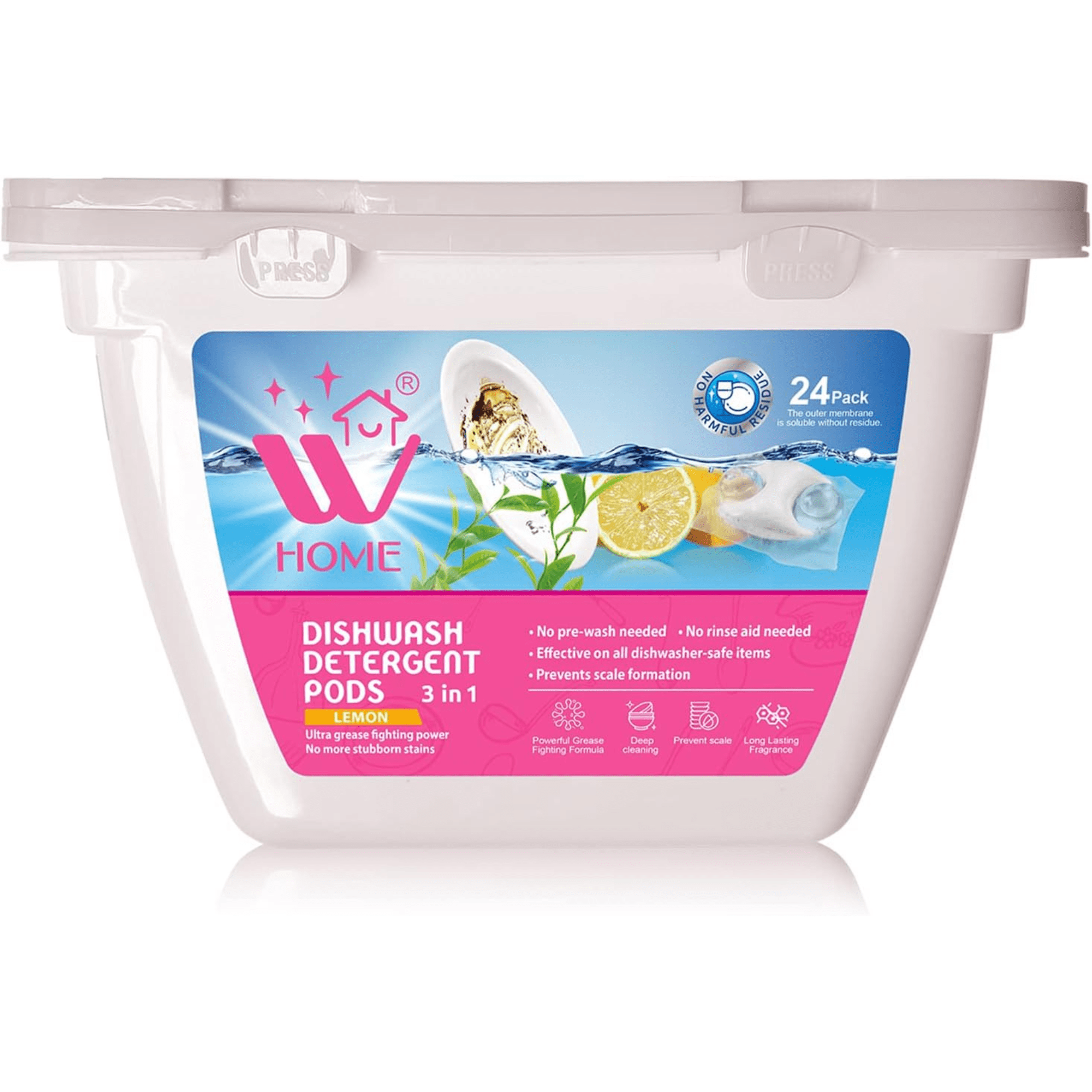 WBM Dishwasher Pods, Formulated with Lemon Extracts, Remove Stubborn ...